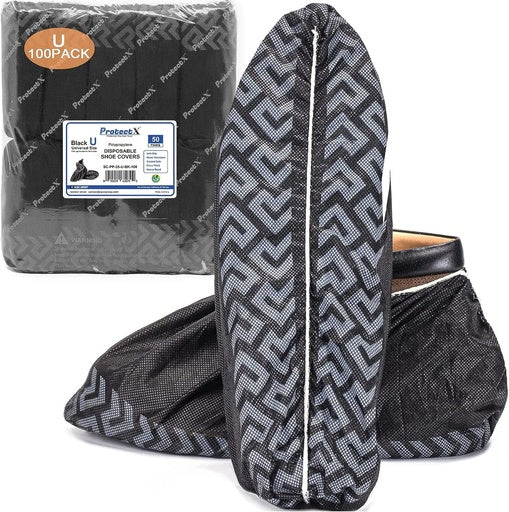 100/Pack - Black Polypropylene Shoe Cover with Anti-Skid Bottom ...