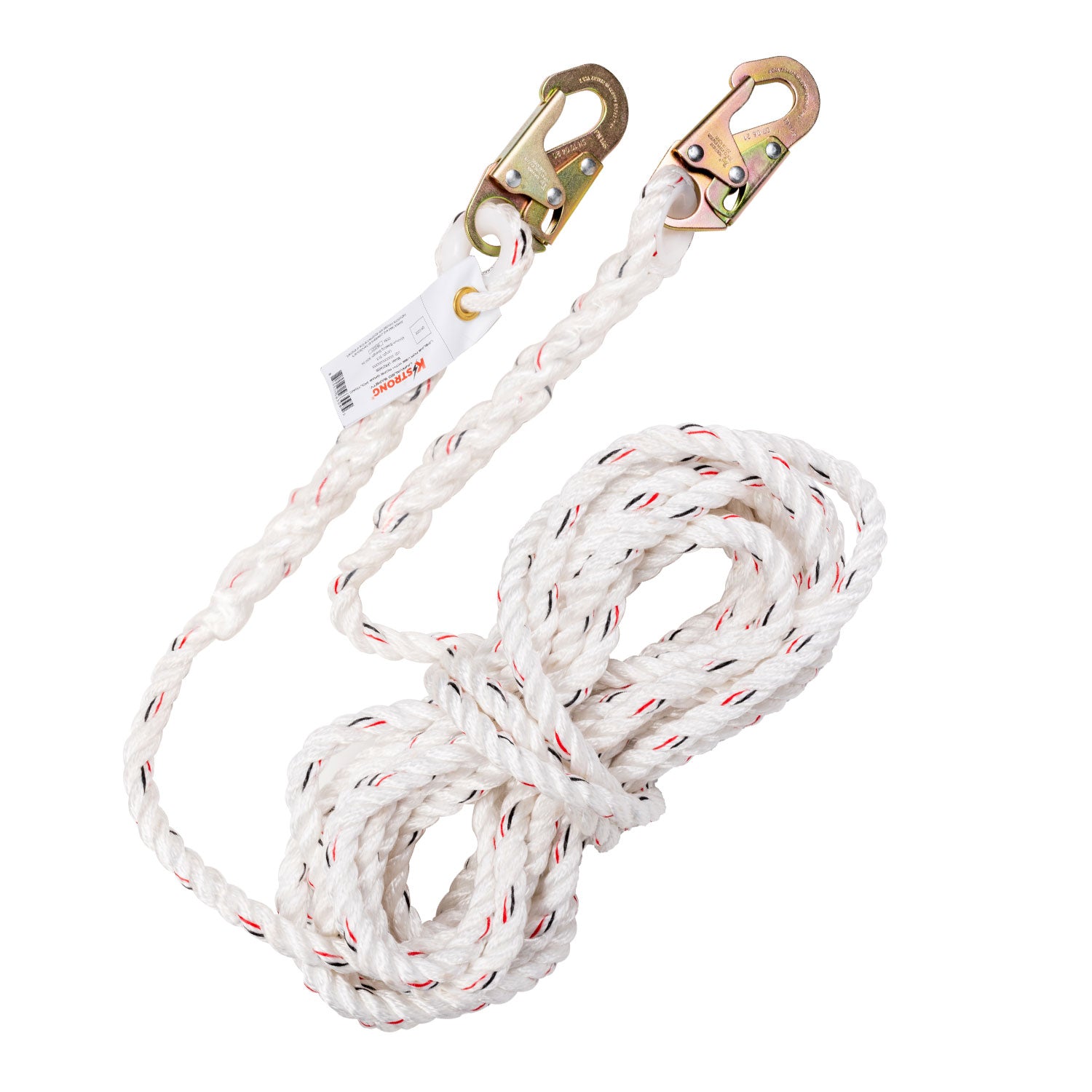 200 ft. Vertical White Polydac Rope Lifeline with Snap Hooks at Both E ...