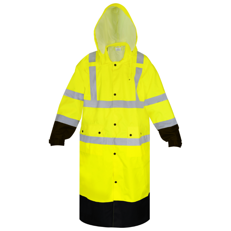 Hi Vis Yellow Rain Coat with Hood and Black Bottom - Inland Empire ...