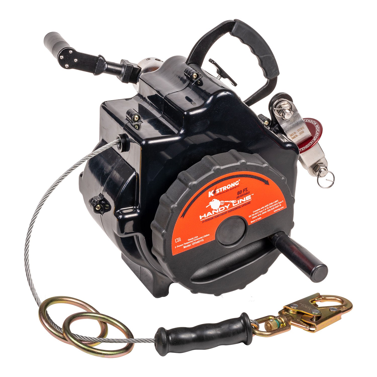 60 ft. Adjustable 2-Person Capacity Temporary Horizontal Lifeline Syst ...